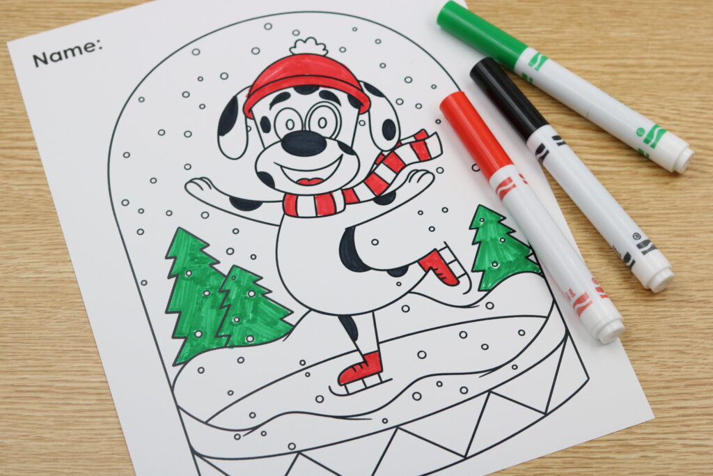 January Pip the Pup Coloring Page Free Download | Snowglobe Themed ...